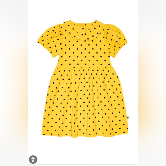 Mini Rodini | Dresses | Mini Rodini Girls Yellow Black Polka Dot ...